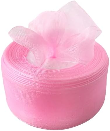 40mm x 50m Bean Pink Organza Chiffon Ribbon,Chiffon Fabric Ribbons,Rose ...