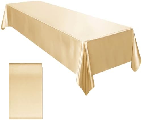 Amazon.com: KKJIAF 1 Pack Gold Satin Tablecloth 58" x 102" Rectangle ...