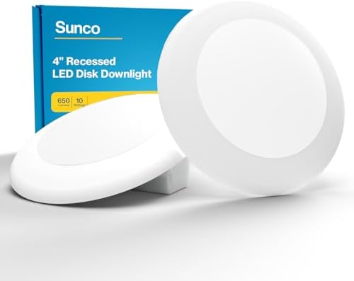 Sunco 4 Inch LED Disk Lights, Flush Mount Disc Recessed Ceiling Can ...