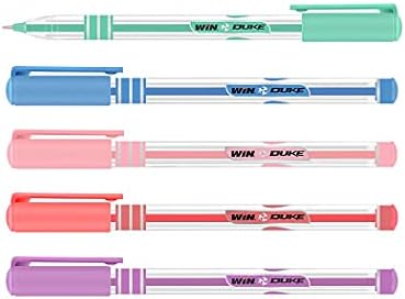 WIN Duke Ball Pens | 20 Blue Ink Pens | Assorted Pastel Colours | Ball ...