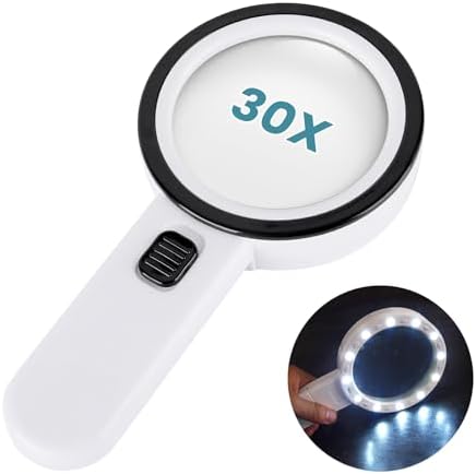 Amazon.com: AIXPI Magnifying Glass with Light, 30X Handheld Large ...