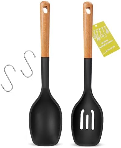 Amazon.com: Silicone Cooking Spoon Set, Premium Non-Stick Solid and ...