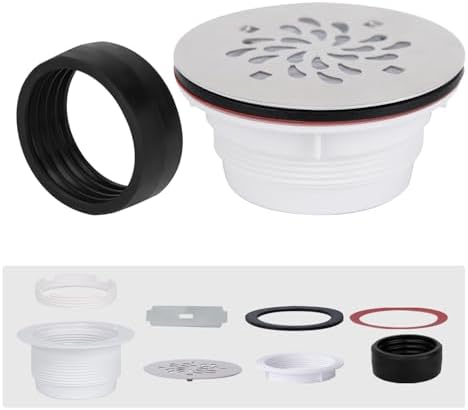 Brushed No Caulk Shower Drain, Welsan PVC Compression Shower Floor ...