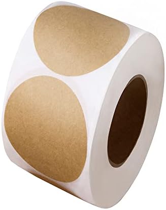 Amazon.com : 1.5” Natural Brown Kraft Stickers (500 Per Roll) - Round ...