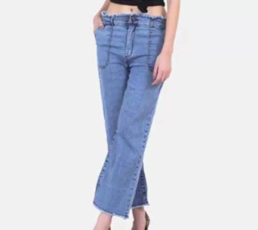 Buy ZamFashion Women Flared High Rise Blue Jeans at Amazon.in