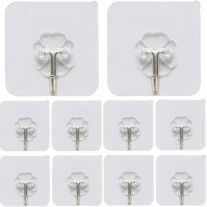 HOMEZILLA Self Adhesive Hook Hanger Pack of 10, Water Proof,Door Sticky ...