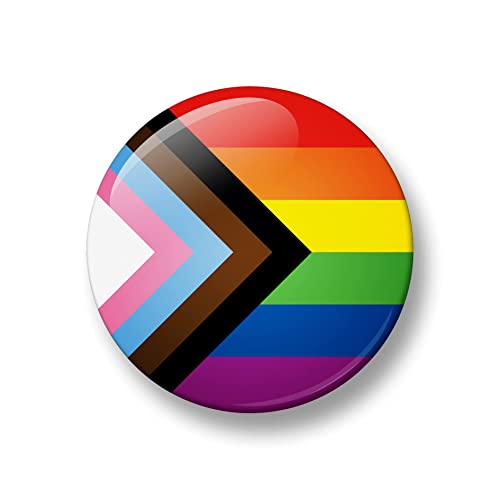 Progress Pride Flag pin badge button, 32mm, LGBT, LGBTQ, LGBTQ+ ...
