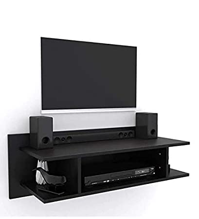 SMART SHOPPEE Wall Mounted TV Entertainment Unit with 2 Wooden Carved ...