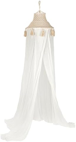 Amazon.com: Creative Co-Op White Cotton Macramé Canopy with Tassels ...