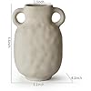 Amazon.com: Beige Ceramic Vase with 2 Handles Vintage Flower Vase for ...