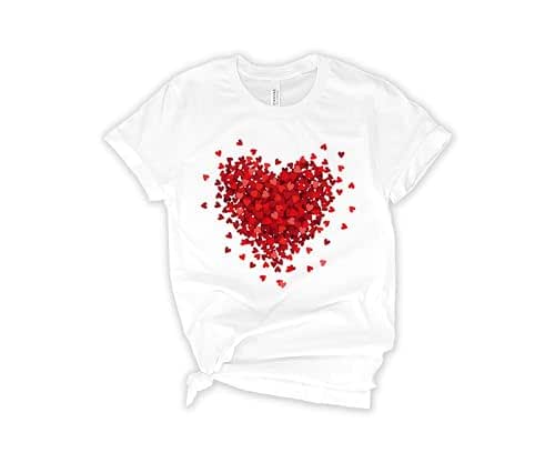 Amazon.com: Valentines Day Heart Tshirt, Cute Love Heart Shirt for ...