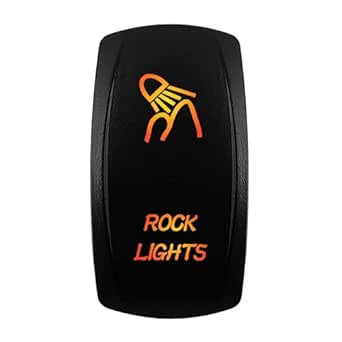 12V-24V Orange Led Rocker Switch Waterproof 20A Amber Light Fit for Car ...