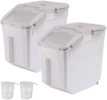 Amazon.com: Qiveno 2 Pack Rice Storage Container with Measuring Cup 50 ...