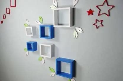 Kraftopedia® Square Shaped Wall Mounted Shelf Rack Set of 6 Decorative ...
