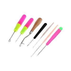 7pcs Crochet Latch Hook Lock Needles for Hair/Micro Braid Needle Dread ...