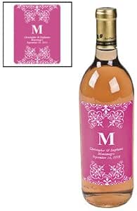 Amazon.com: Hot Pink Personalized Monogram Wine Bottle Labels ...