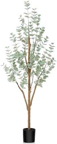 Amazon.com: Artificial Eucalyptus Tree,4ft Tall Fake Silver Dollar ...