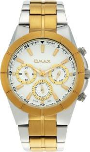 OMAX Analog Japanese Quartz Golden Case Round White Dial Water Proof ...