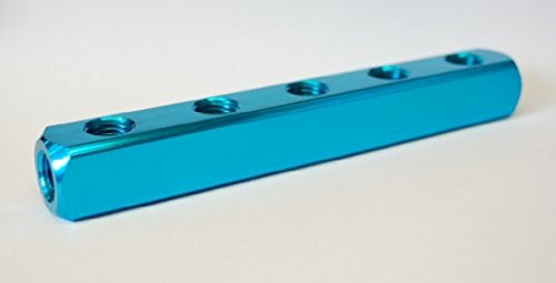 MettleAir TA-5 Blue Pencil Inline Manifold, 2 x 1/4" NPT Input, 6 x 1/4 ...