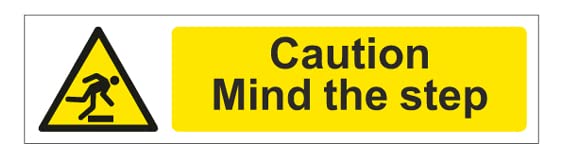 Caution Mind The Step Sign - Waterproof Sticker Sign : Amazon.in ...
