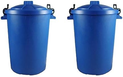 Easy Shopping 2 x 85 Litre BLUE 85L Extra Large Colour Plastic Dustbin ...