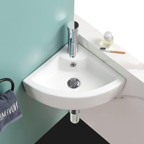 Small Apartment Corner Basin Bathroom Sink White Ceramic Hang Mounted ...