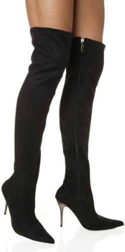 BananaShoes Perfect Black Ultra Suede Thigh high Boots 4 inch high ...