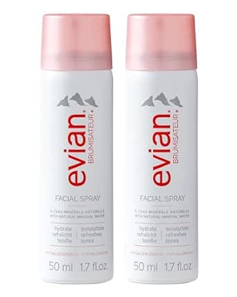 Amazon.com: Evian Facial Spray 1.7 oz Travel Duo - Hydrating Mineral ...