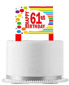 Amazon.com: CakeSupplyShop Item#061RET Happy 61st Birthday Rainbow ...