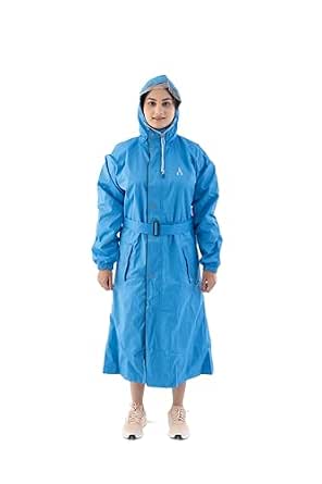 Buy Aashi Women’s Long Raincoat with Hood & Belt | Lightweight ...