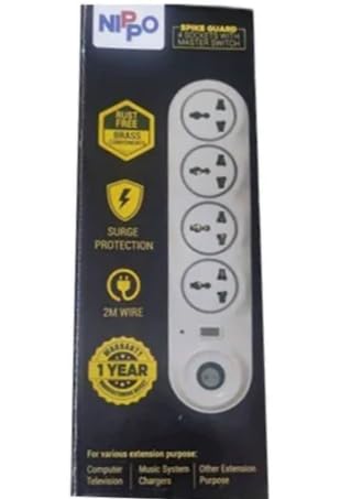 Nippo Spike Guard 4 Sockets with Master Switch Surge Protection 4 Meter ...