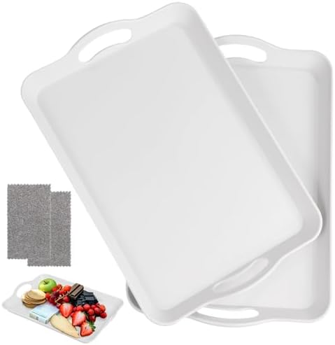 Amazon.com: 2 PCS Large Melamine Serving Tray with Handles, 16.2 x 11 ...