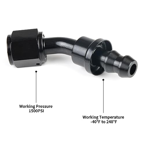 Snapklik.com : 6AN 45 Degree Push Lock Hose Fitting Fuel Line Hose ...
