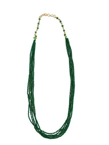 Buy Hydro Crystal Beads - Dark Green Necklace 5 Layer Multistrand Round ...