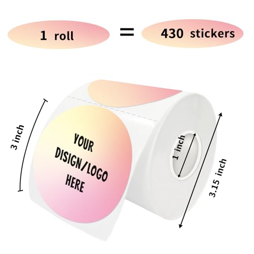 Snapklik.com : 3 Inch Pink Round Thermal Sticker Labels, Self-Adhesive ...