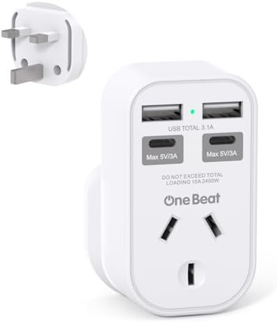 One Beat UK Travel Adapter,AU to UK Plug Adapter with 2 USB C 2 USB A ...