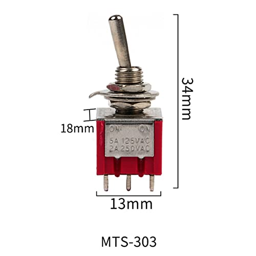 Micro Mini Toggle Switch, MTS-303 Self-locking 9 Pins 3 Positions 6A ...