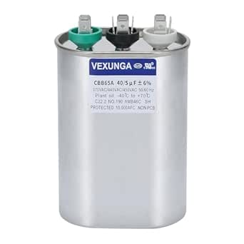 VEXUNGA 40/5 uF 40+5 MFD 370V 440V 450V Oval Dual Run Start AC ...