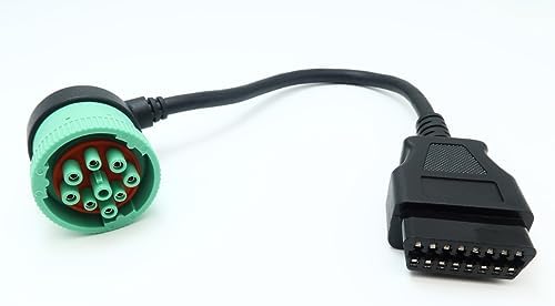 Amazon.com: Right Angle Green Type 2 J1939 9pin Male to 16pin OBD2 ...