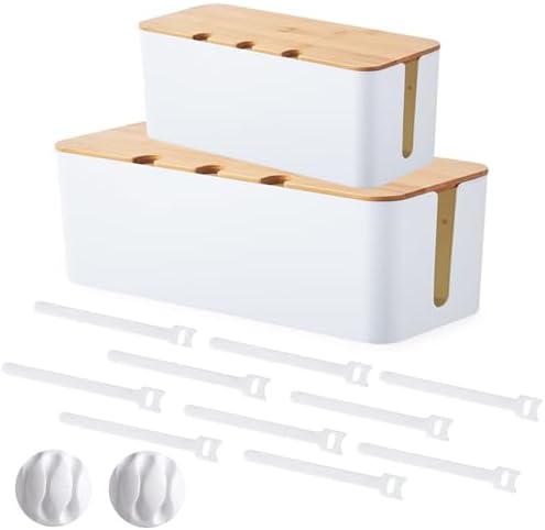 Amazon.com: Cable Management Box 2 Pack, Cord Cable Organizer Box with ...