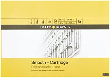 Daler-Rowney Smooth 130gsm A2 Cartridge Drawing Paper, Glued 1 Side ...