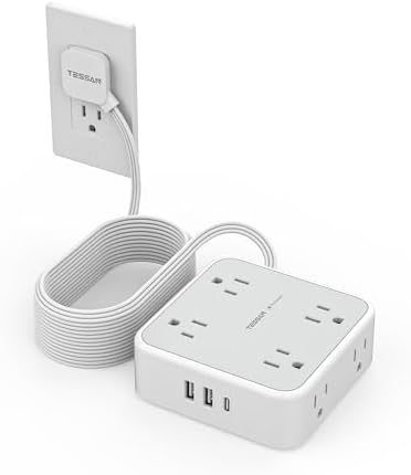 Amazon.com: Flat Plug 20 FT Long Extension Cord, TESSAN Ultra Thin ...