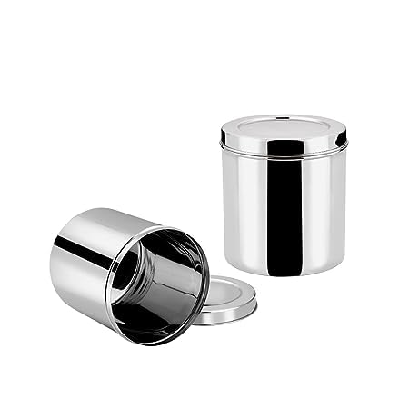 Buy liolis Stainless Steel Dabba Set | 2 Pcs Steel Dibba Set - 1.5 Kg ...