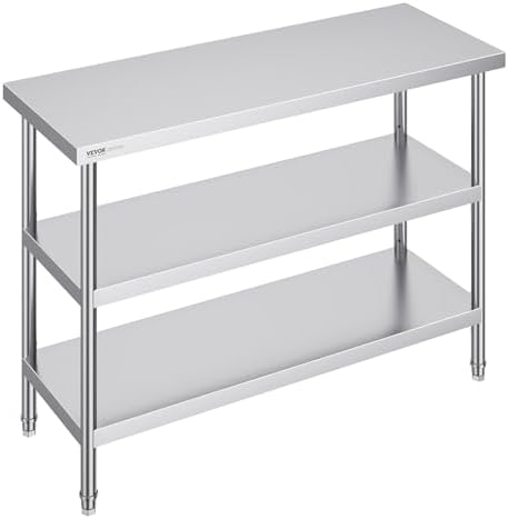 Amazon.com: VEVOR Stainless Steel Food Prep Table, 18 x 48 x 34 Inch ...