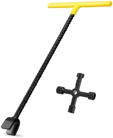 Comfylichi Water Meter Key 17 Inch & 4-Way Utility Keys, Steel T-Handle ...