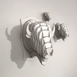 Amazon.com: Billy The Bison Recycled Cardboard Sculpture White Large ...