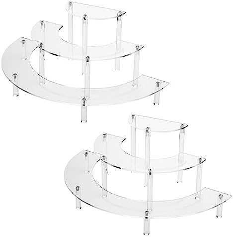 Amazon.com: 2 Set, Acrylic Riser Display Shelf, 3 Tier Half Moon ...
