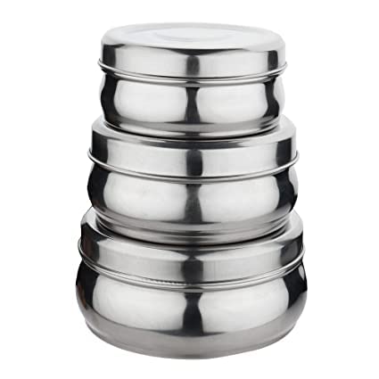 Buy ARV MEGAHOUSE Steel Jars Belly Shape Poori Dabba Canisters/Storage ...