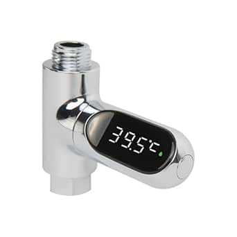 Water Meter,Flow Meter, LED Display Water Shower Thermometer 5°C-85°C ...