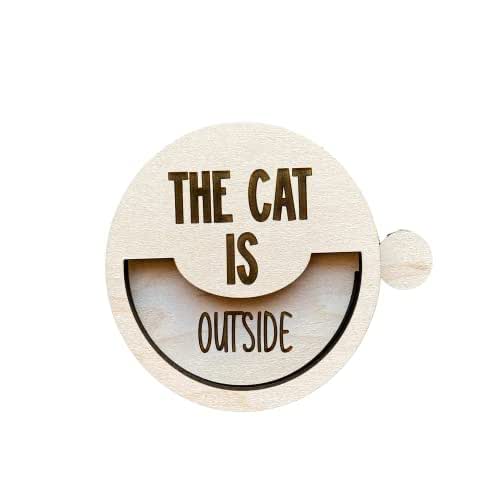 Amazon.com: Cat is In or Out Sign Reminder - Cat Inside/Outside Wooden ...